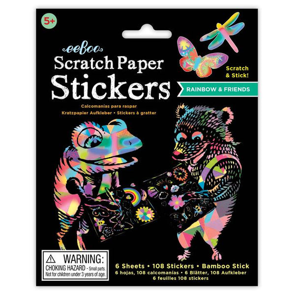 Rainbow and Friends Scratch Paper Stickers – Clover Toys